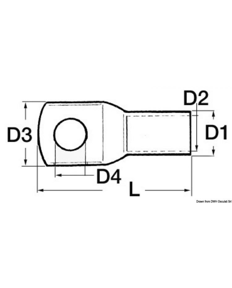 Cosse cuivre étamé - câble 35 mm² - trou 10.3 mm