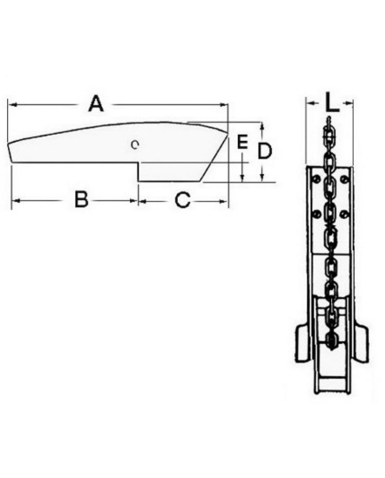 Davier basculant - inox 4 mm pour ancre 20 kg